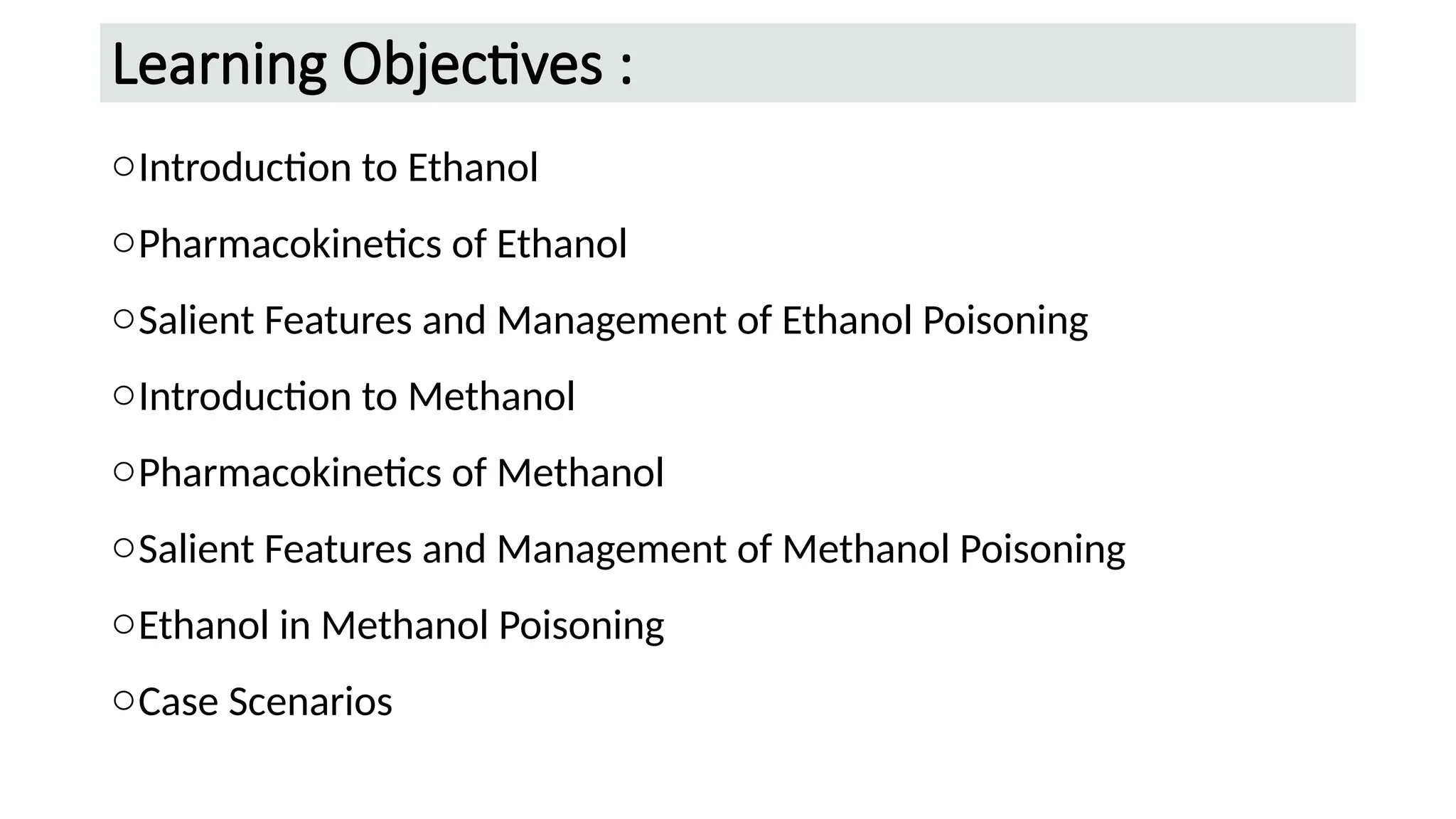 Describe the symptoms and management of ethanol and methanol poisonings ...