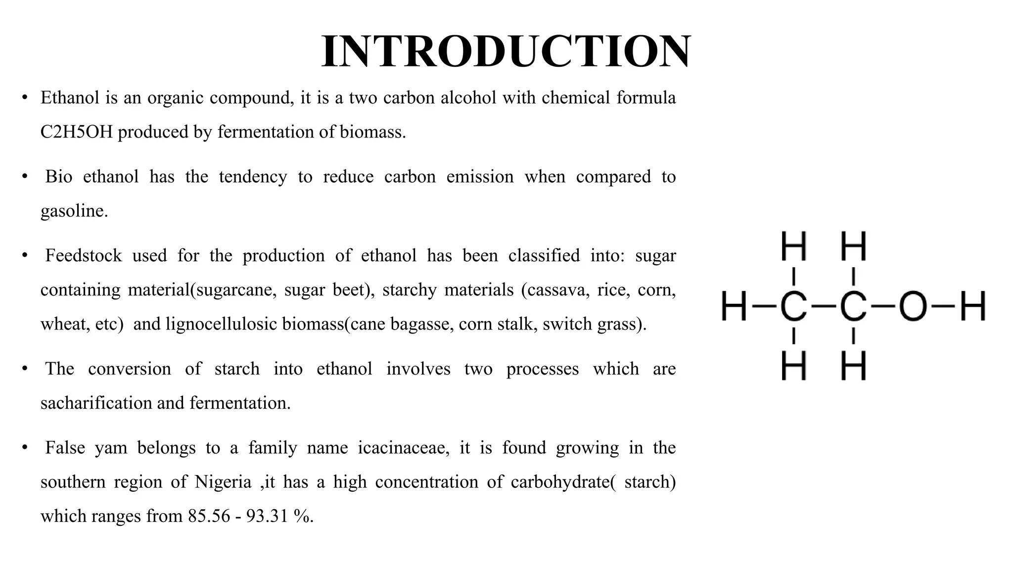 Ethanolic composition of false yam derivatives and its extraction using ...