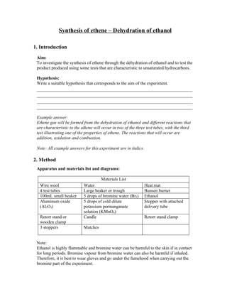 Ethene practical | DOC | Chemistry | Science