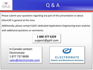 'EtherCat as a Master Machine Control Tool' Galil Webinar | PPT