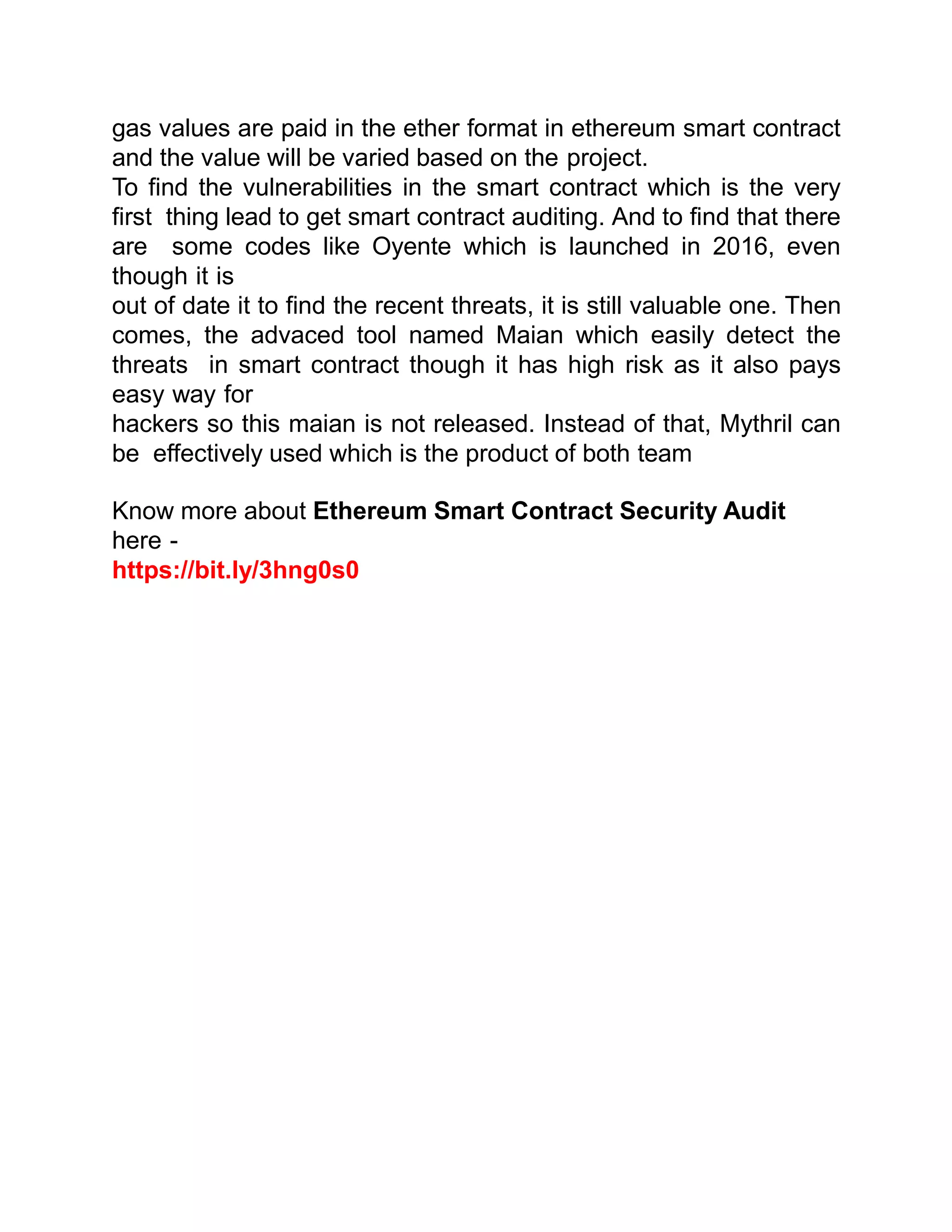 Ethereum smart contract security audit | PDF