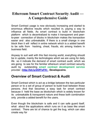 Ethereum smart contract security audit | PDF