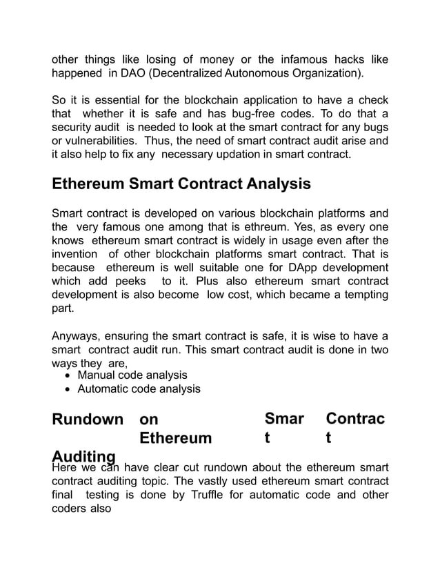 Ethereum Smart Contract Security Audit Pdf