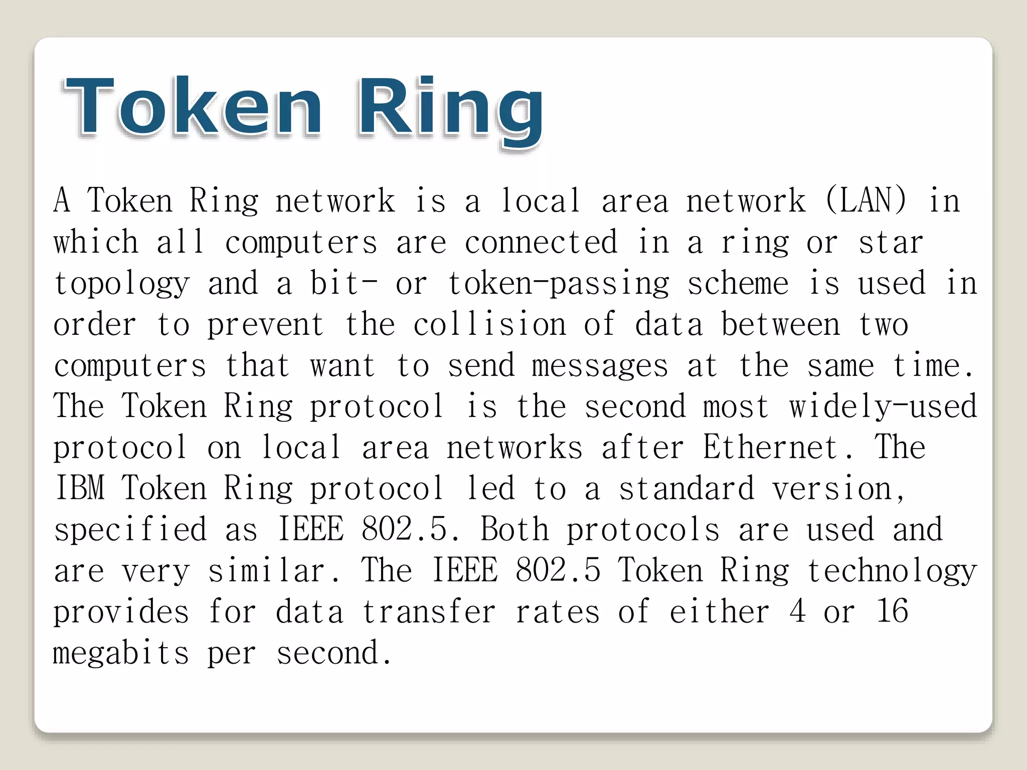 Ethernet,token ring | PPT