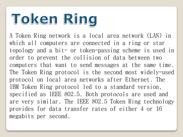 Ethernet,token ring | PPT