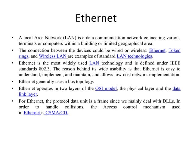 Ethernet Data link layer Local area network | PPTX