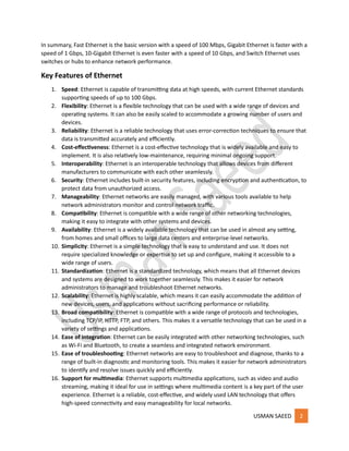 What is Ethernet and its types and Features | PDF | Computer Networking | Computing