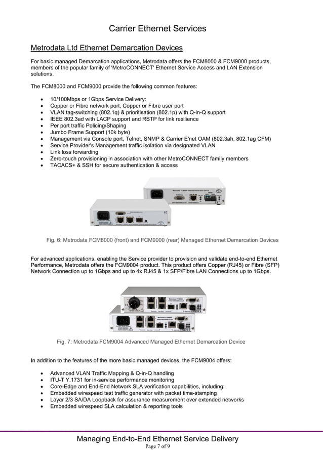 Ethernet Demarcation Devices for managing end to end Ethernet service ...
