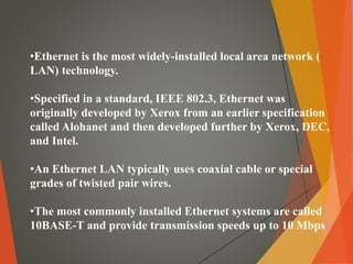 Ethernet and Token ring (Computer Networks) | PPT