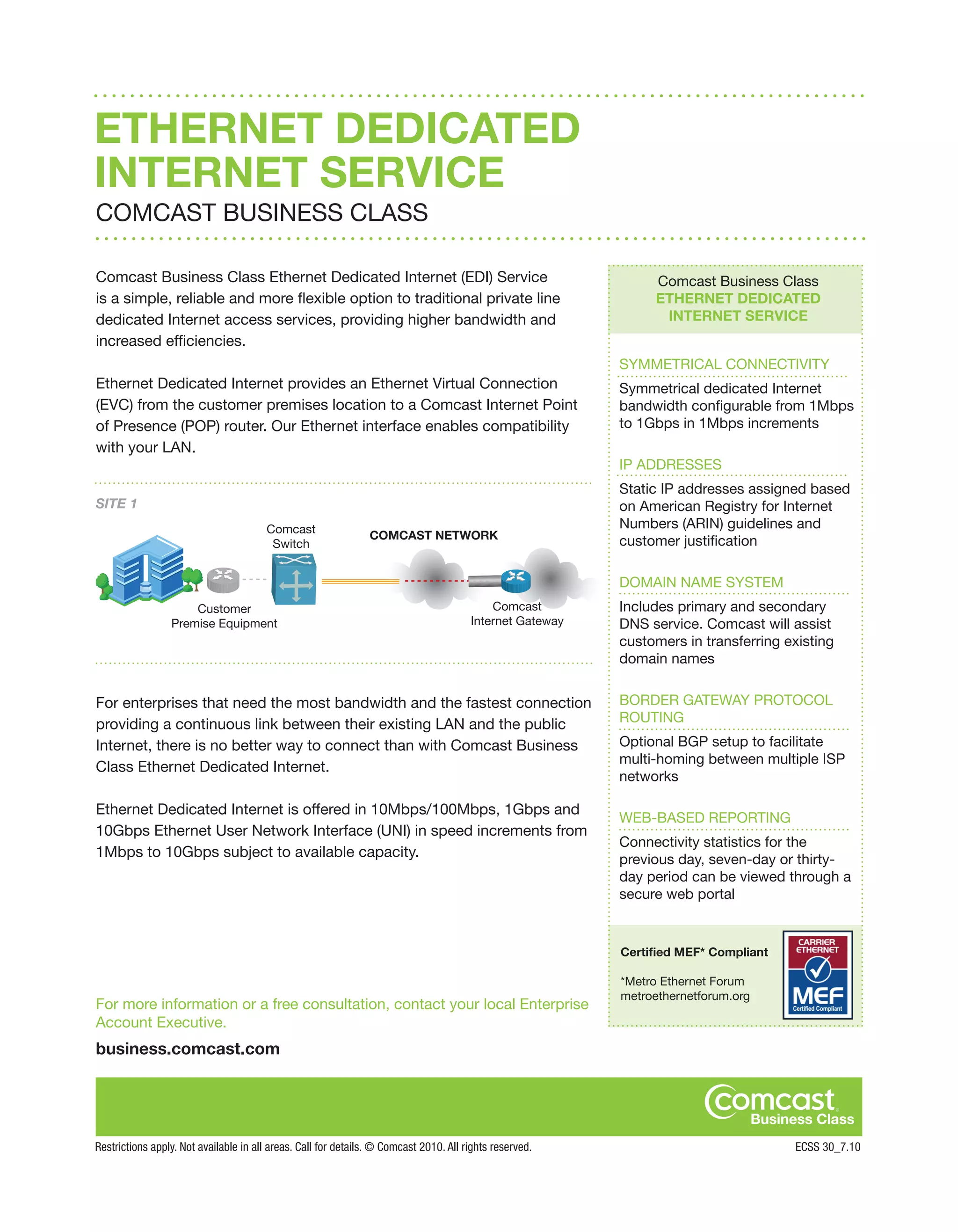 Ethernet Dedicated Internet Service | PDF