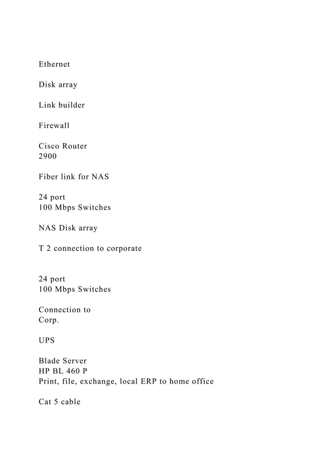 EthernetDisk arrayLink builderFirewallCisco Router.docx
