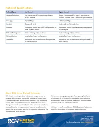 RCN Metro Ethernet Service Final | PDF