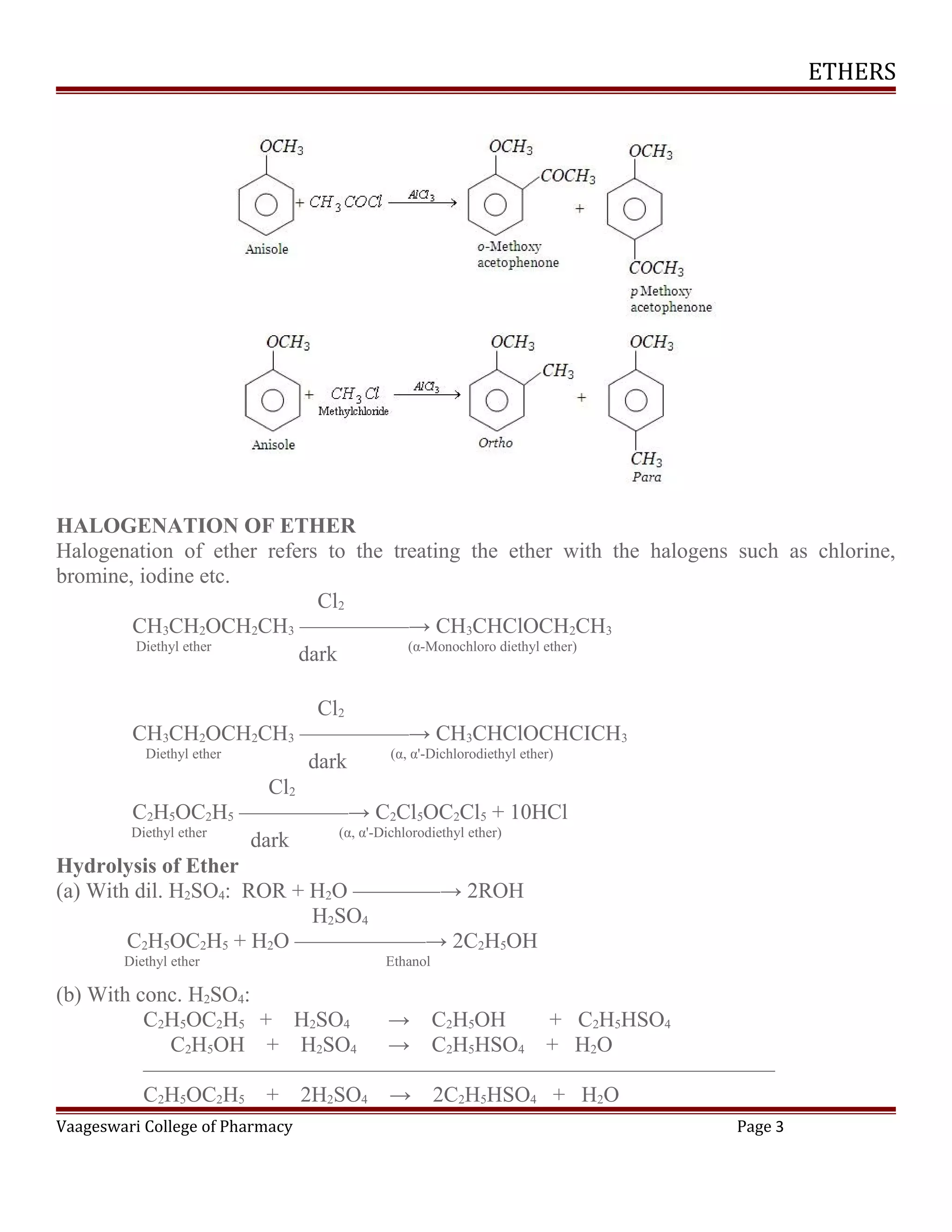 Ether notes | DOC | Chemistry | Science