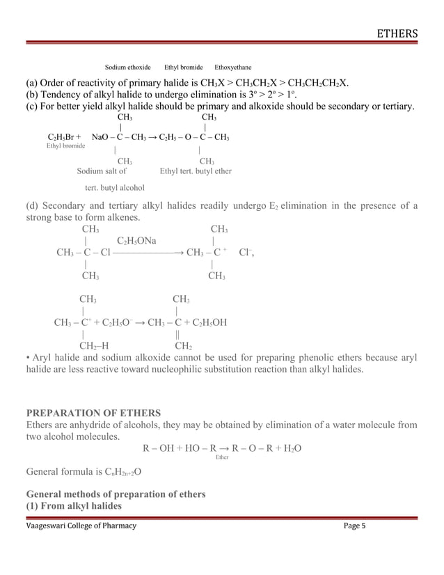Ether notes | DOC | Chemistry | Science