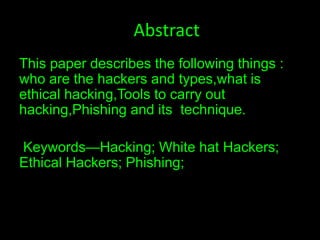 Ethical hacking a research paper | PPTX