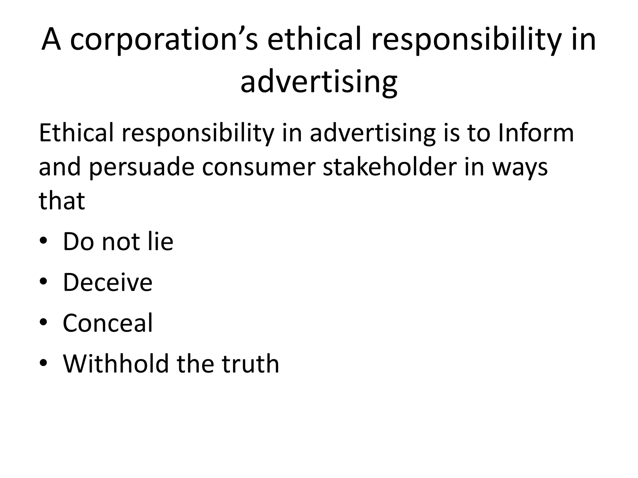 Corporate Responsibility in Advertisement | PPTX
