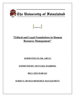 Ethical and Legal Foundations in Human Resource Management.docx