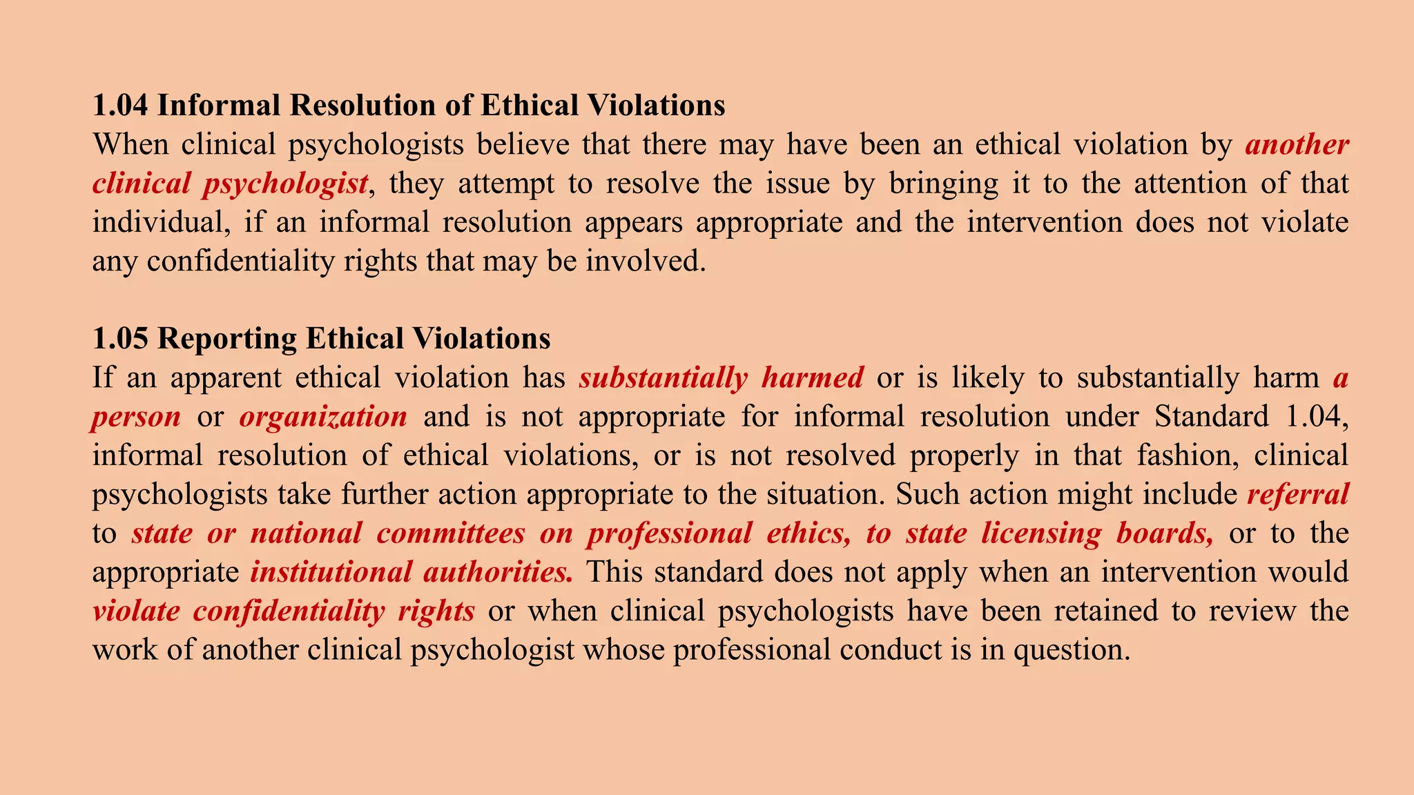 Ethical and legal issues in clinical psychology (according to ethics ...