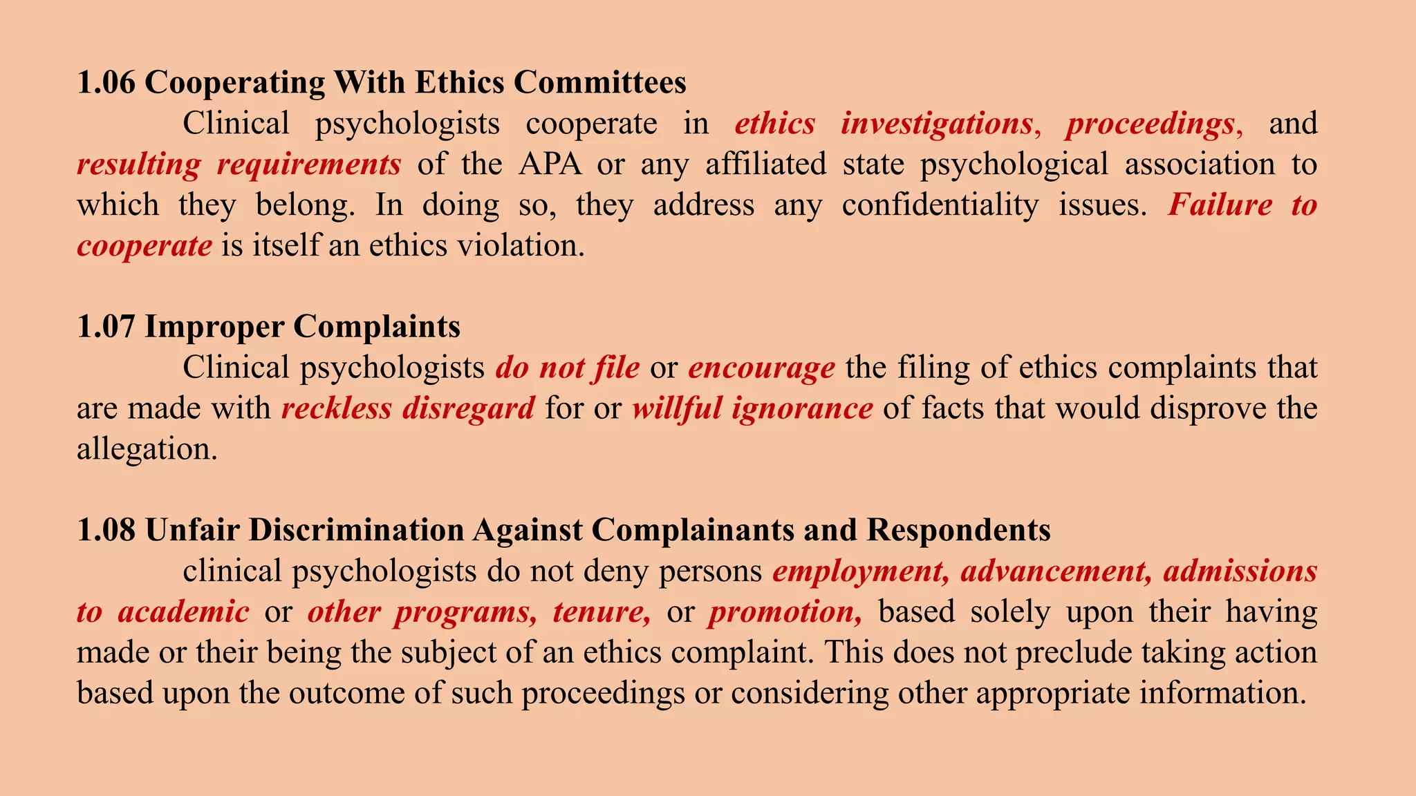 Ethical and legal issues in clinical psychology (according to ethics ...