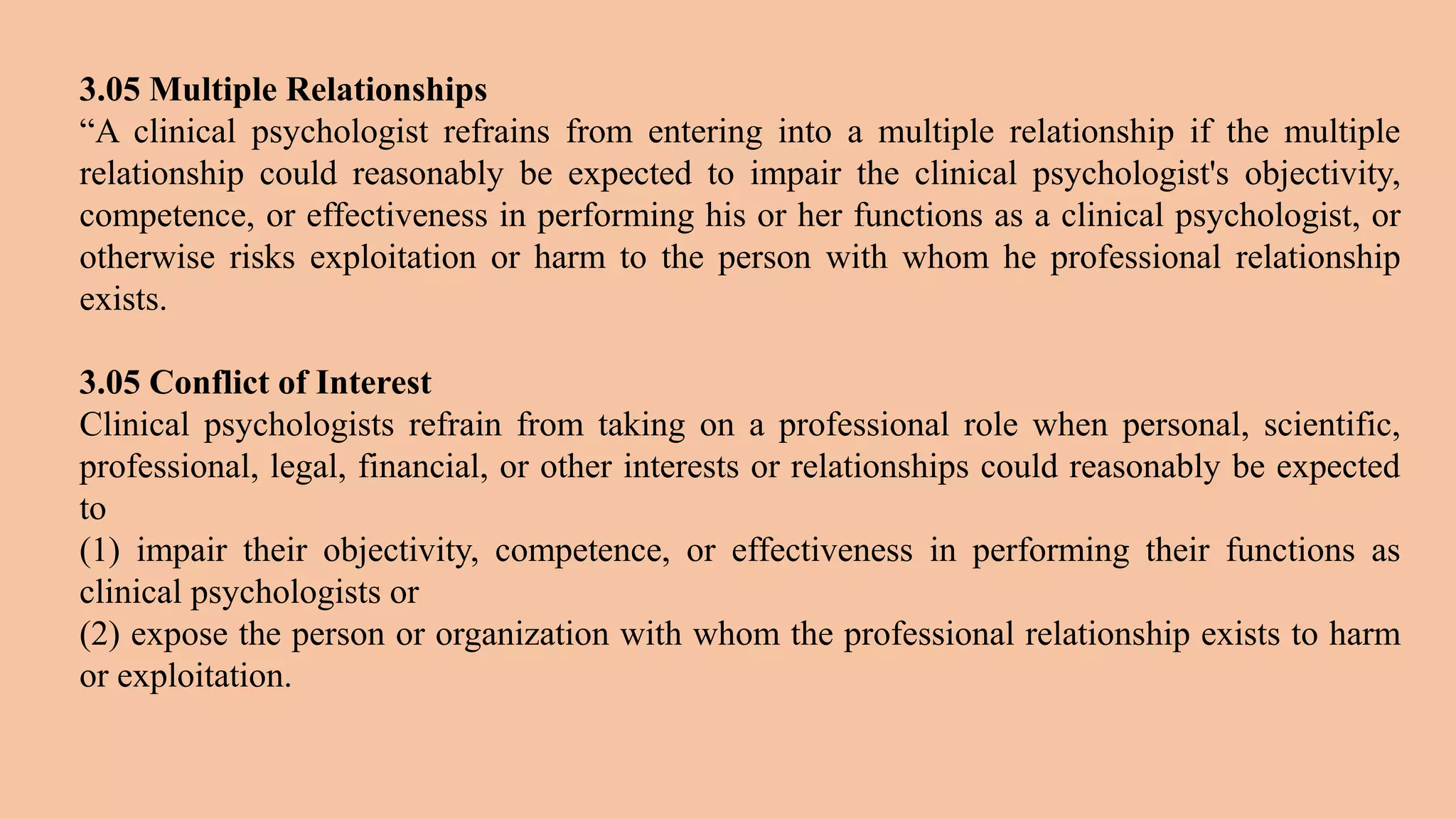 Ethical and legal issues in clinical psychology (according to ethics ...