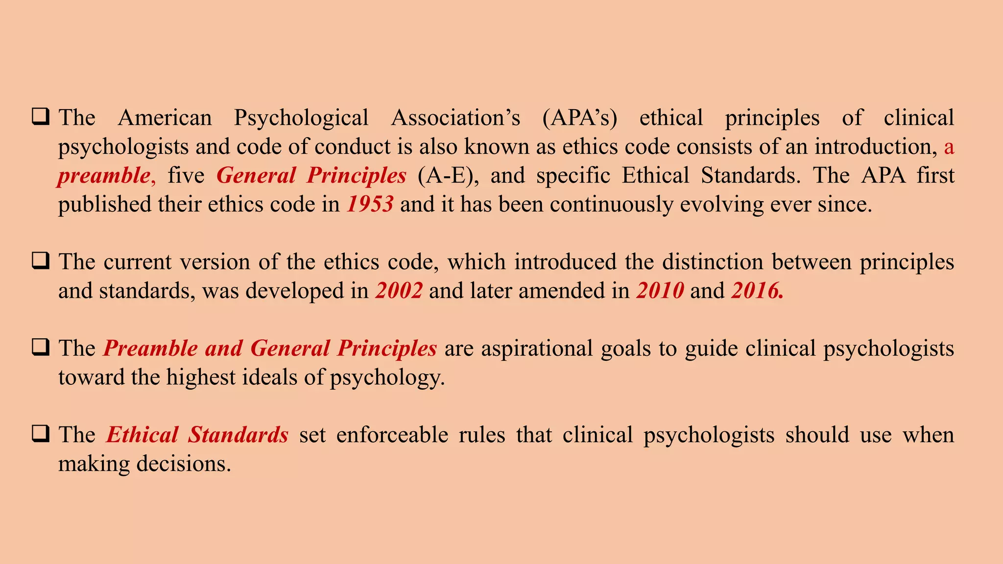 Ethical and legal issues in clinical psychology (according to ethics ...