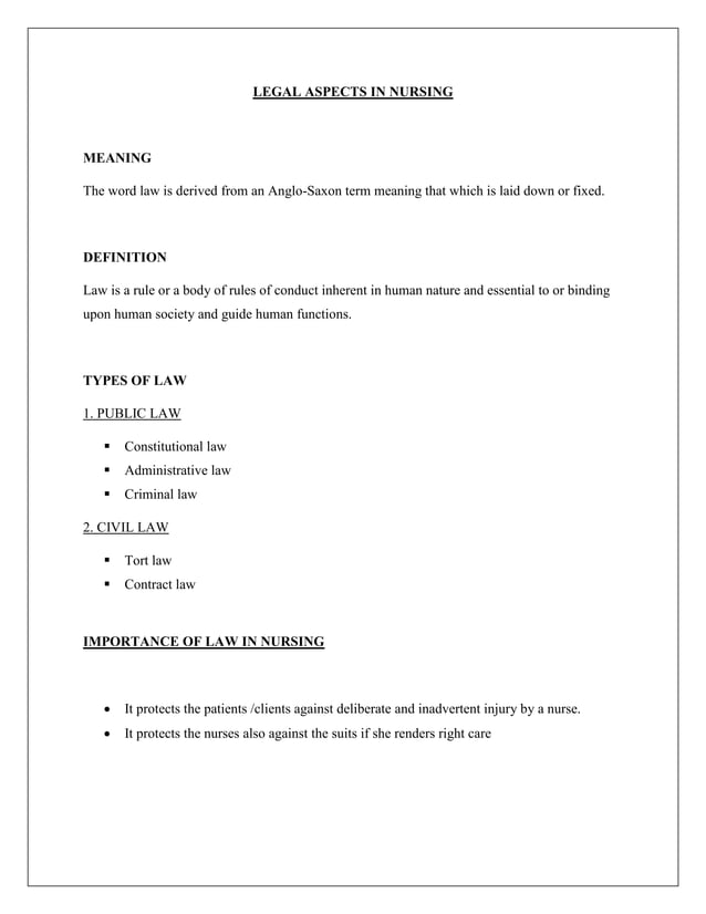 Ethical and legal issues in nursing | PDF | Healthcare Industry ...