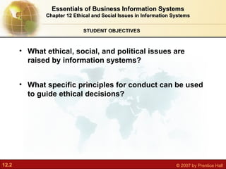 Ethical and social issues in information systems | PPT