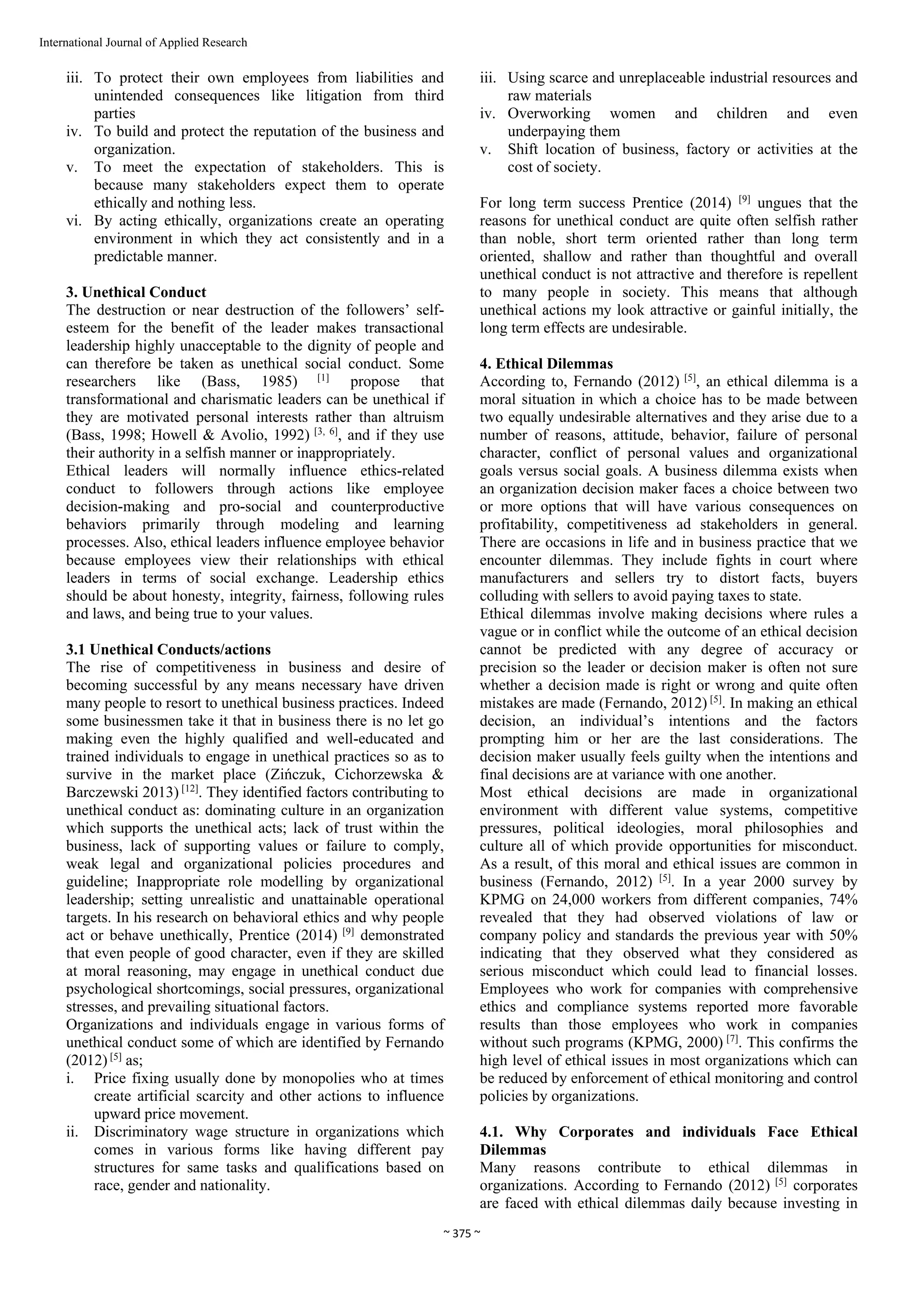 Ethical and unethical leadership issues | PDF