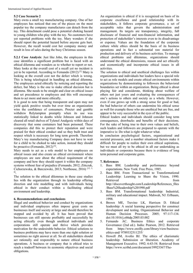 Ethical and unethical leadership issues | PDF