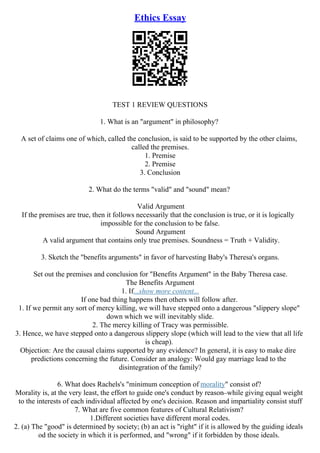 Ethical Argument Essay | PDF | Debated Sensitive Social Issues ...