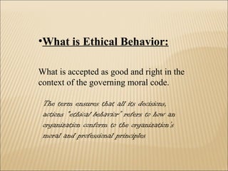 Ethical behaviour | PPT