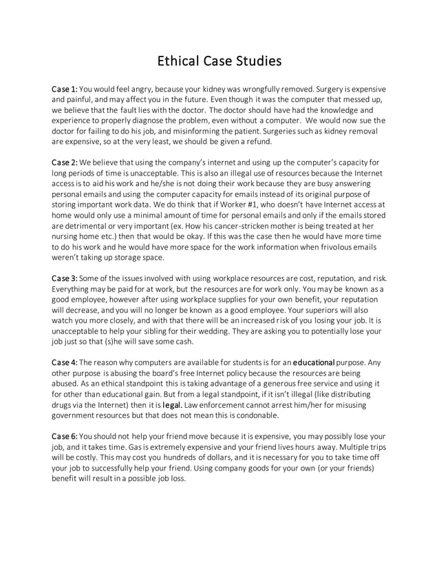 Ethical case studies | PDF
