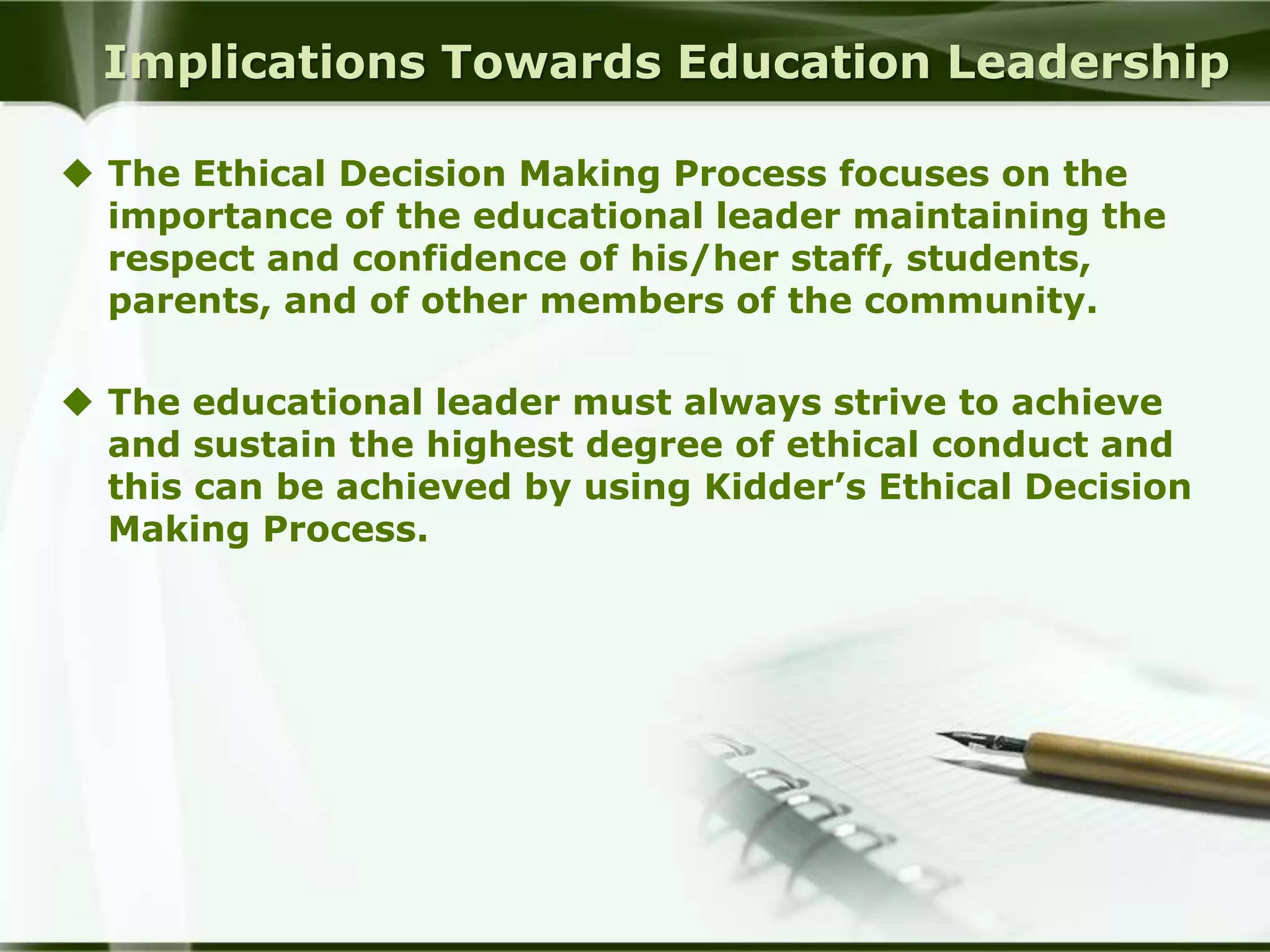 Kidder's Ethical Decision Making Checkpoints | PPTX