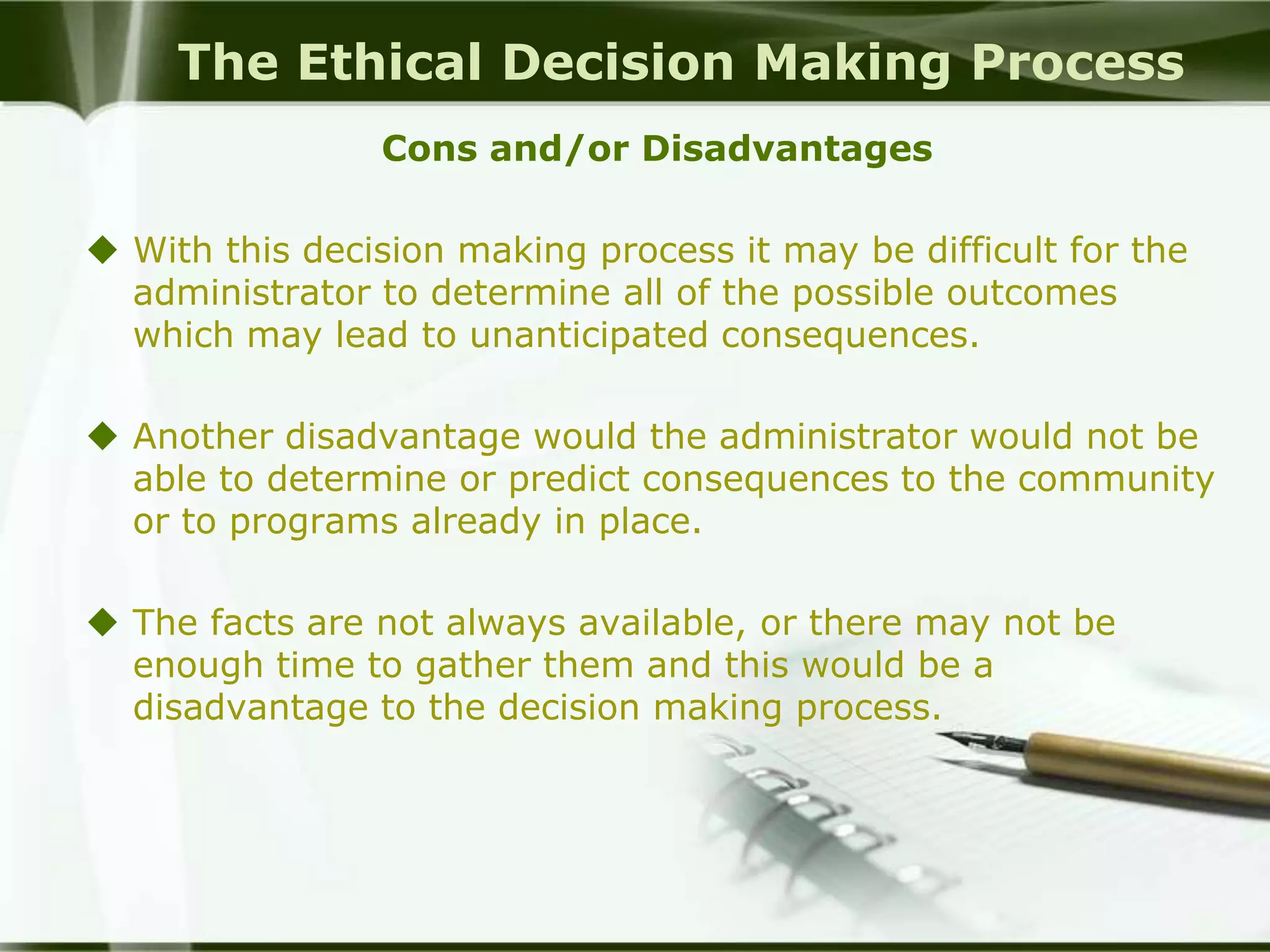 Kidder's Ethical Decision Making Checkpoints | PPTX