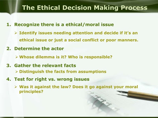 Kidder's Ethical Decision Making Checkpoints | PPT