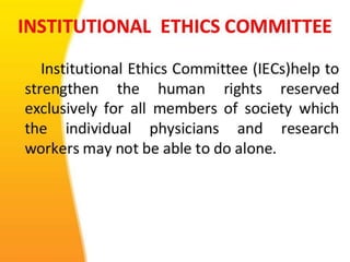 Ethical committee, code of ethics ppt | PPTX