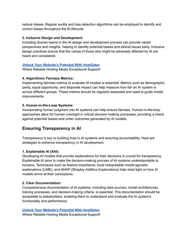 Ethical Considerations in AI Development- Ensuring Fairness and Transparency | PDF