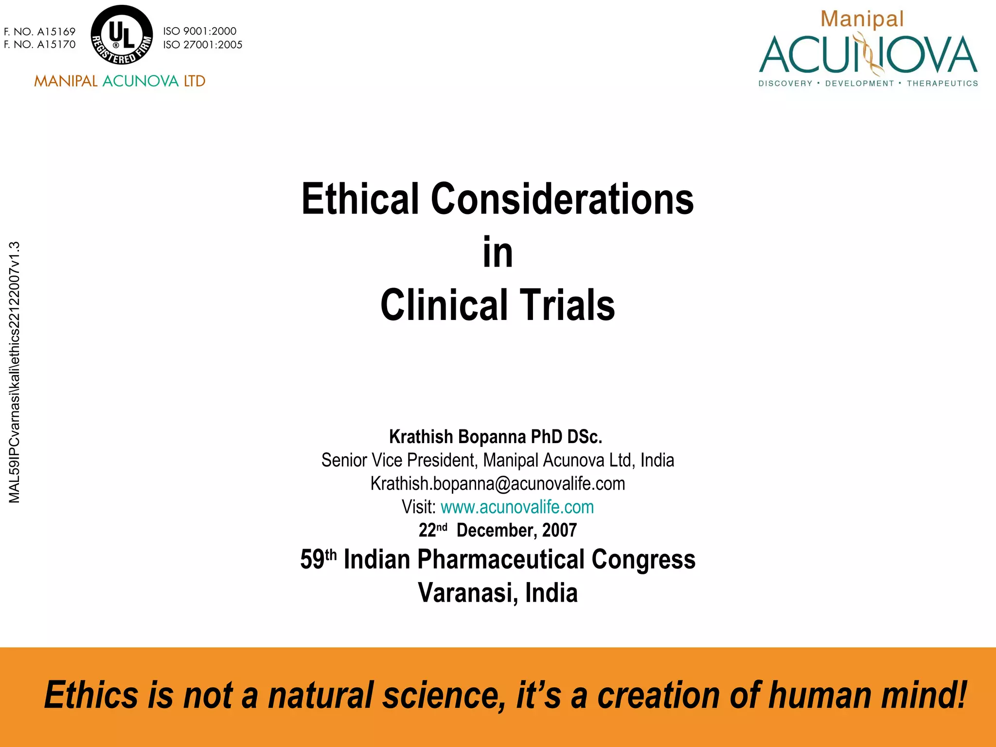 Ethical Considerations In Clinical Trials | PPT