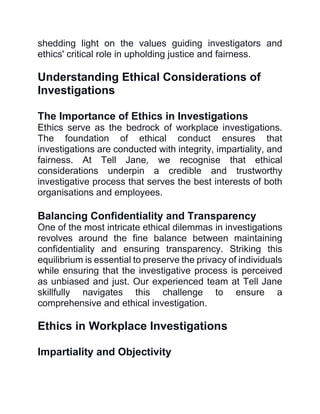 Ethical Considerations in Workplace Investigations - Upholding ...