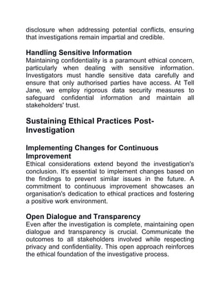 Ethical Considerations in Workplace Investigations - Upholding ...