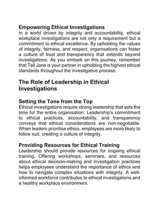 Ethical Considerations in Workplace Investigations - Upholding ...