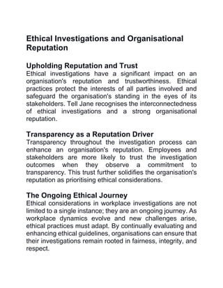 Ethical Considerations in Workplace Investigations - Upholding ...
