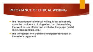 Ethical considerations in writing.pptx n | PPTX