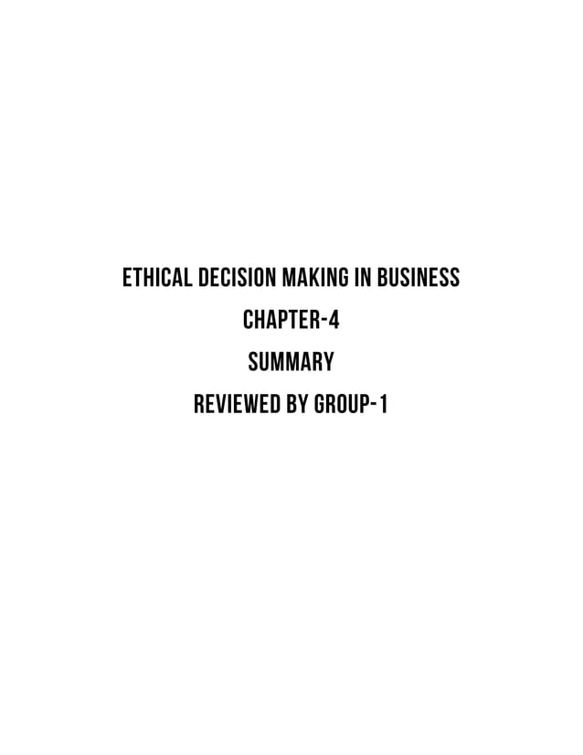 Ethical decision making in business | PDF