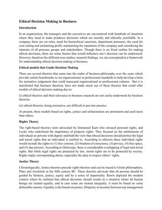 Ethical decision making in business | PDF