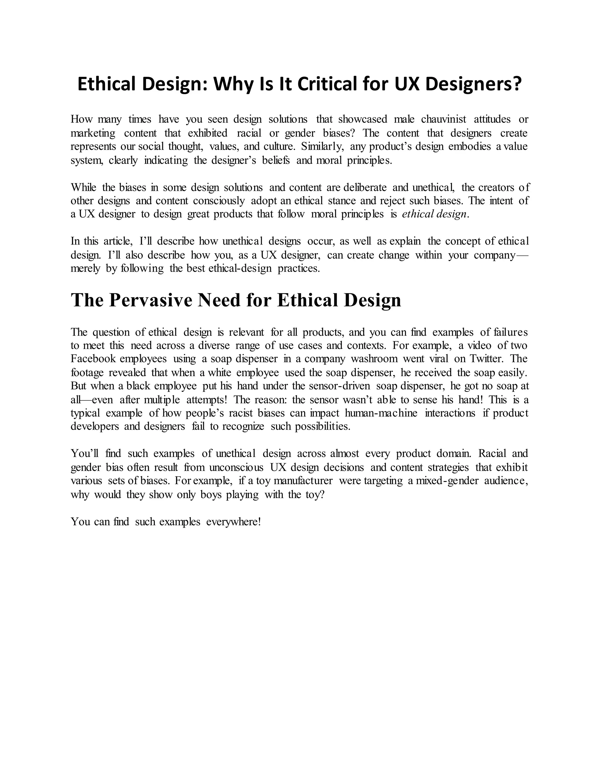 Ethical Design: Why Is It Critical for UX Designers? | DOCX