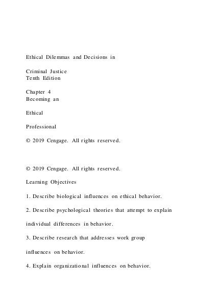 Ethical Dilemmas and Decisions in Criminal JusticeTenth | PDF