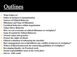 Ethical dilemmas at worplace | PPTX
