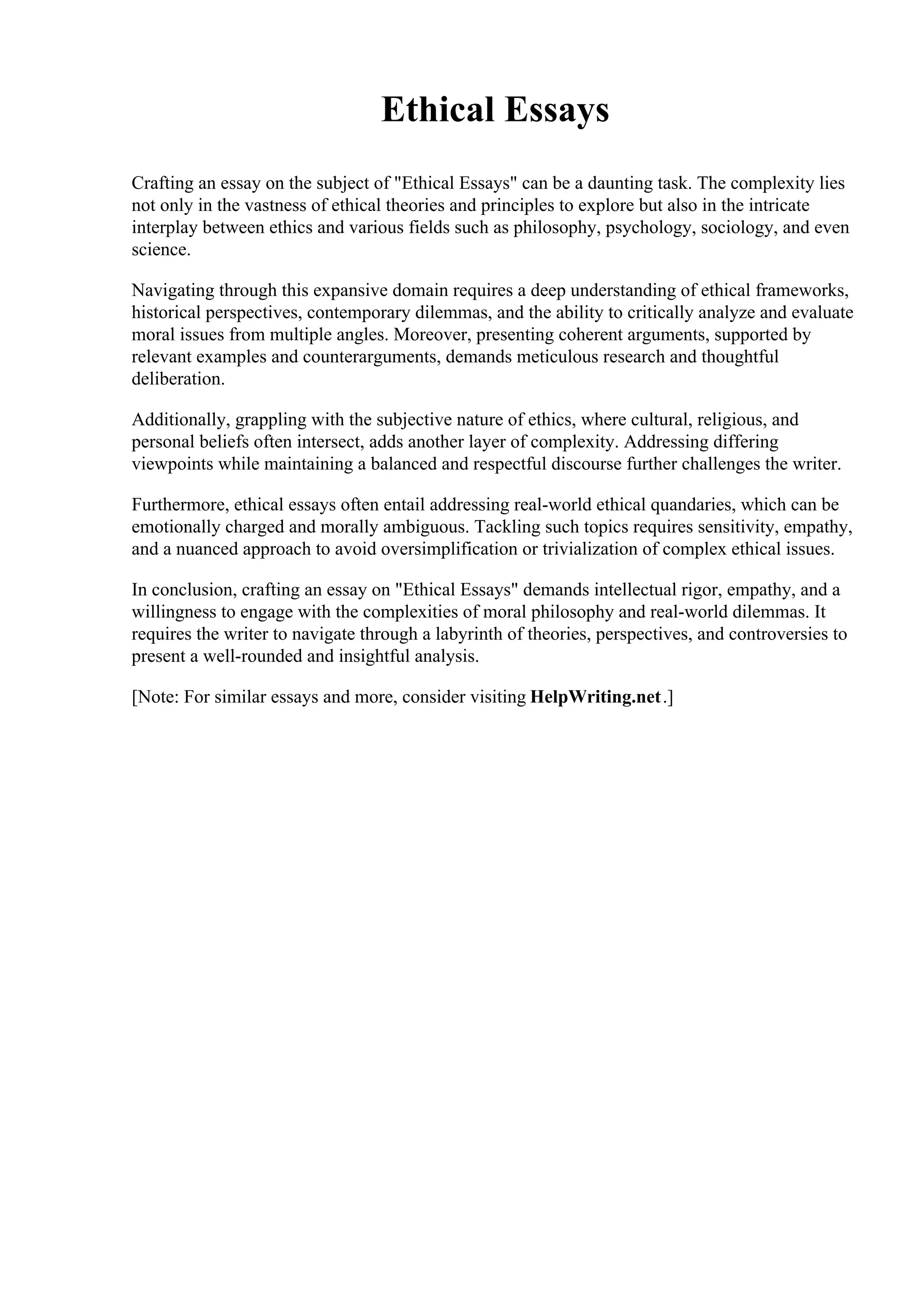 Ethical Essays | PDF