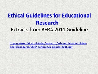 Ethical guidelines for educational research | PPTX